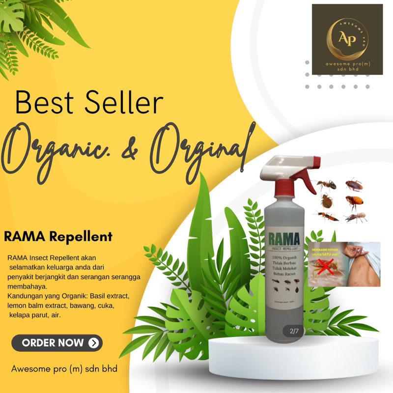 RAMA Insect Repellent | Spray Serangga Organik (Sesuai Untuk Kutu, Semut, Pepijat, Lipas ...