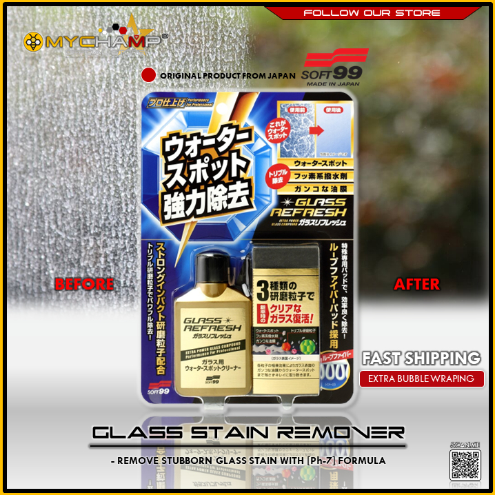 Soft 99 Glass Refresh Water Mark Remover / Water Spots Remover (80ml ...