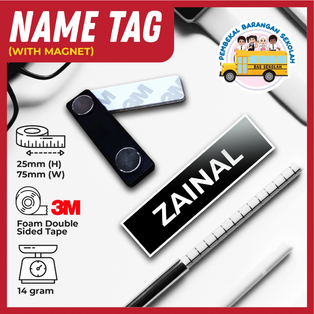 Name Tag MAGNET, Name Tag PIN Untuk Tag Nama Sekolah Cikgu, Murid dan ...