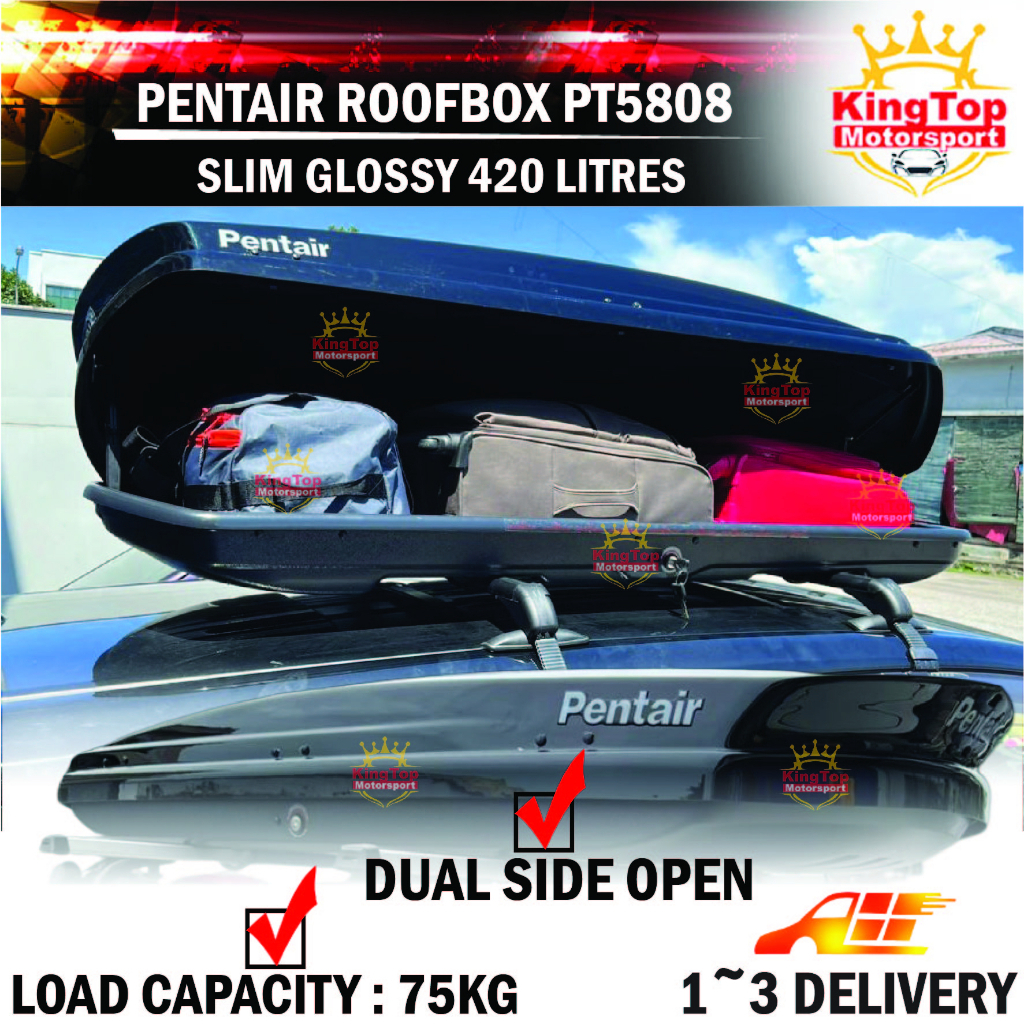 Pentair Roofbox PT5808 Slim Glossy Roof box With Roof Rack XL SIZE 420L ...