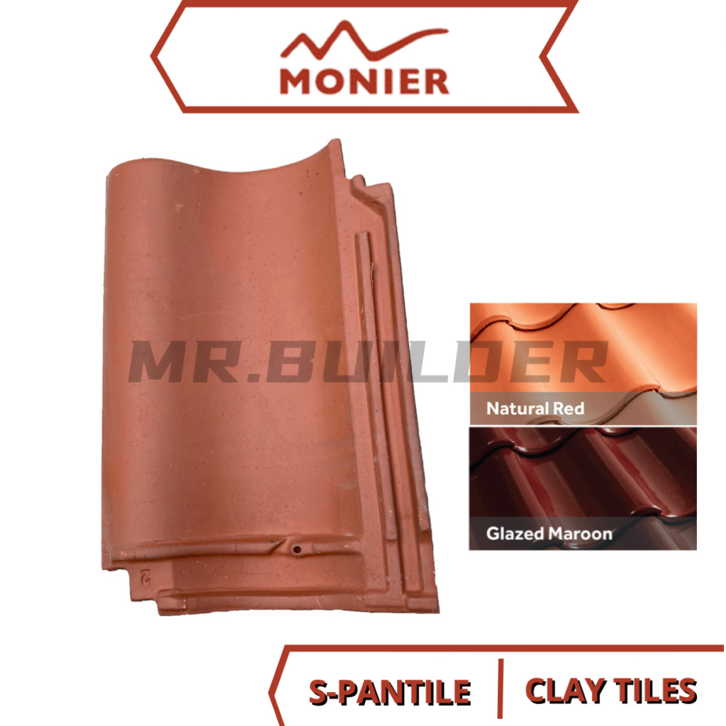 MONIER GCI S-Pantile Roof Tile Natural Colour Glazed Maroon Clay Roof ...