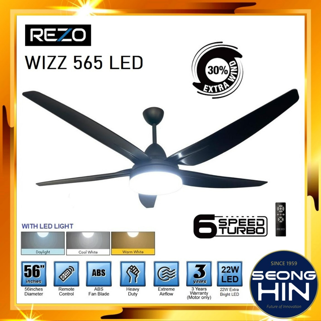 REZO EPIC 565 LED CEILING FAN DC MOTOR with REMOTE CONTROL / Kipas ...