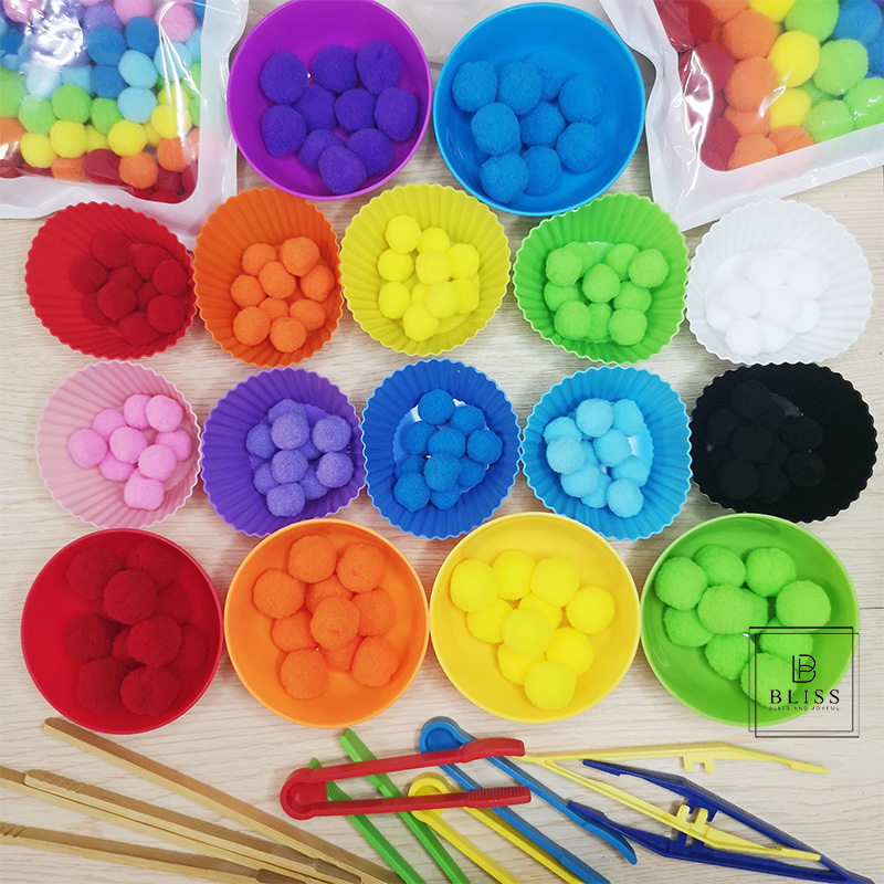 Clearance-Color Sorting Counting Pom Pom Balls Preschool Kindergarten ...