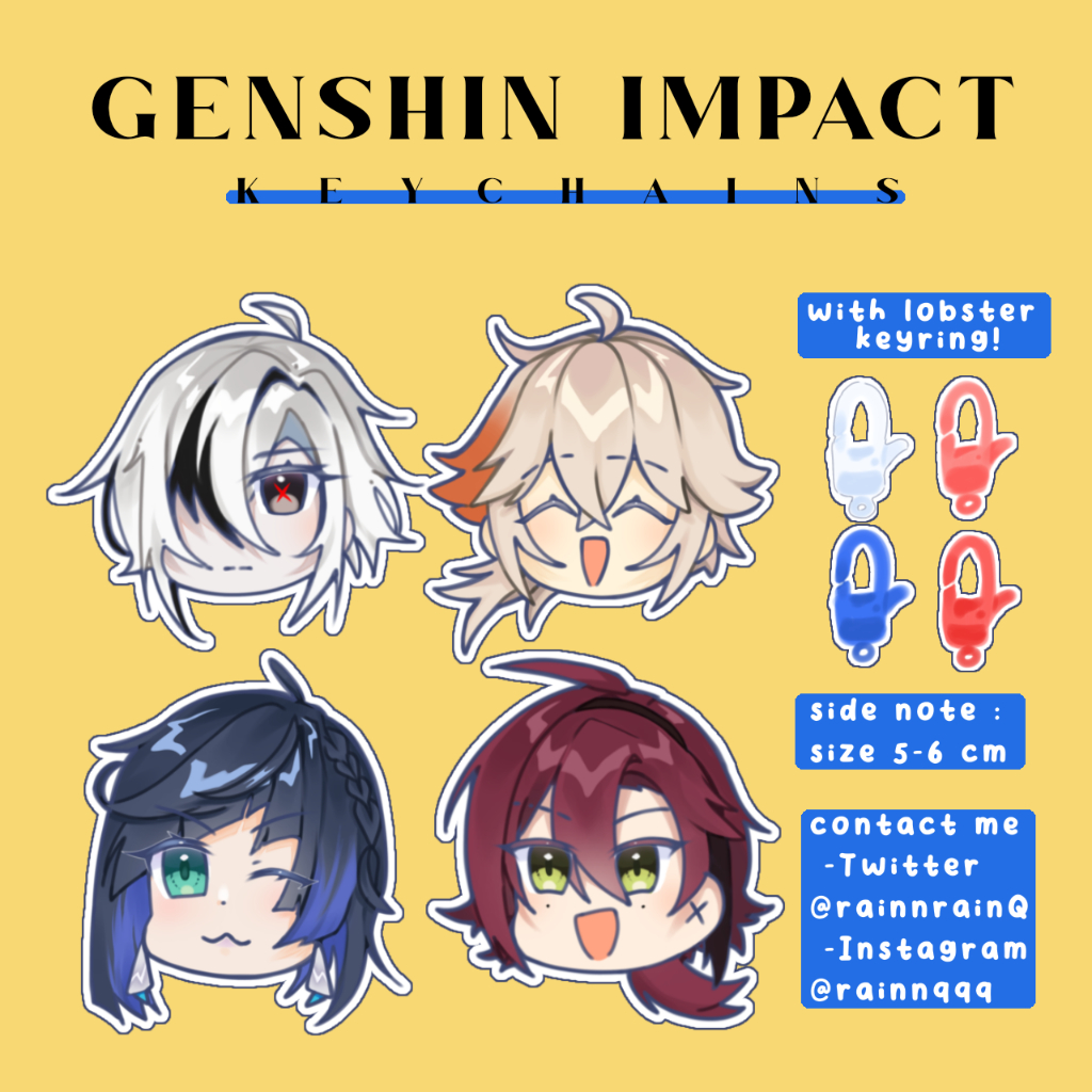 Yelan Heizou Kazuha Arlecchino || Fatui Keychain Genshin Impact Anime ...