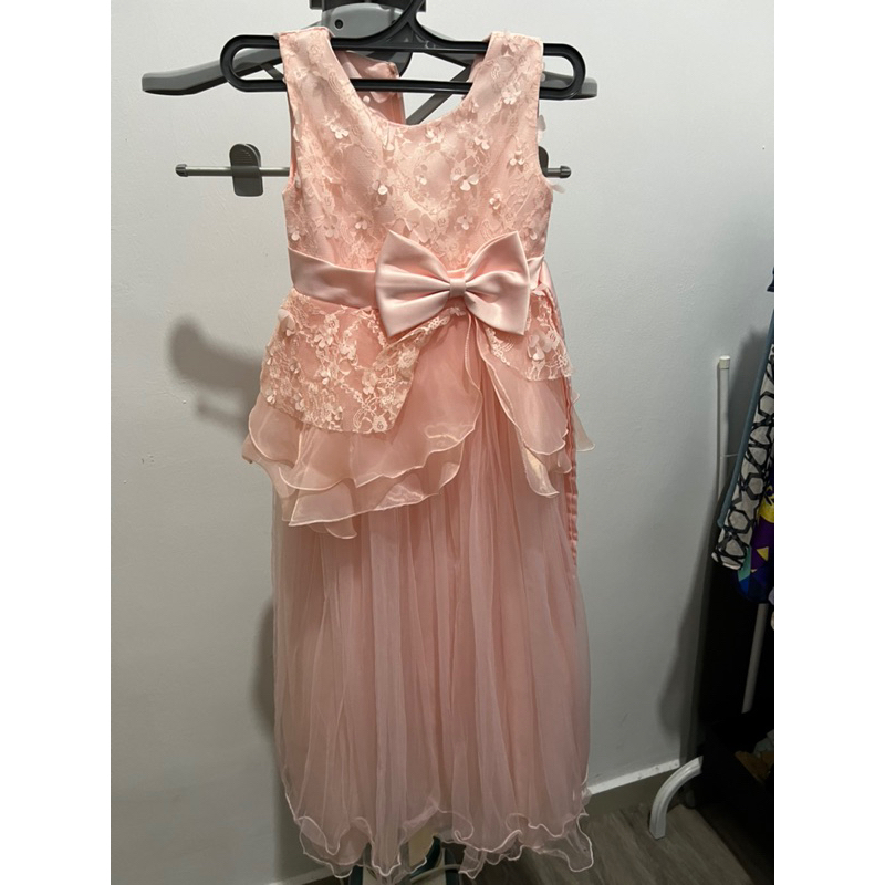 GAUN DRESS KANAK-KANAK KIDS WARNA PEACH | Shopee Malaysia