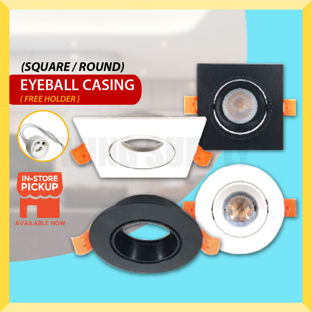 LED Eyeball Casing MR16 GU10 7W Bulb Replaceable Fitting Square Round ...