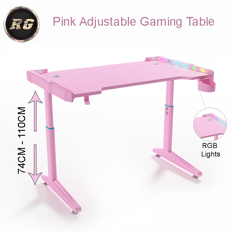 [Free Gift]Premium Adjustable Pink Gaming Table 120cm / Pink Office Table/ Pink study Table ...