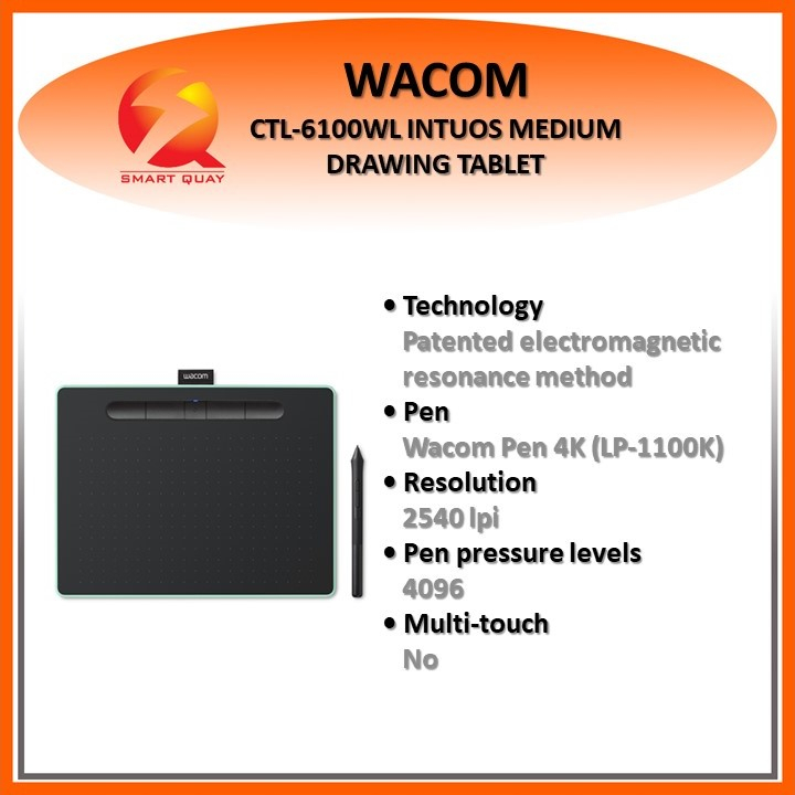 WACOM CTL-6100WL/E0-CX INTUOS MEDIUM WITH BLUETOOTH DRAWING TABLET ...