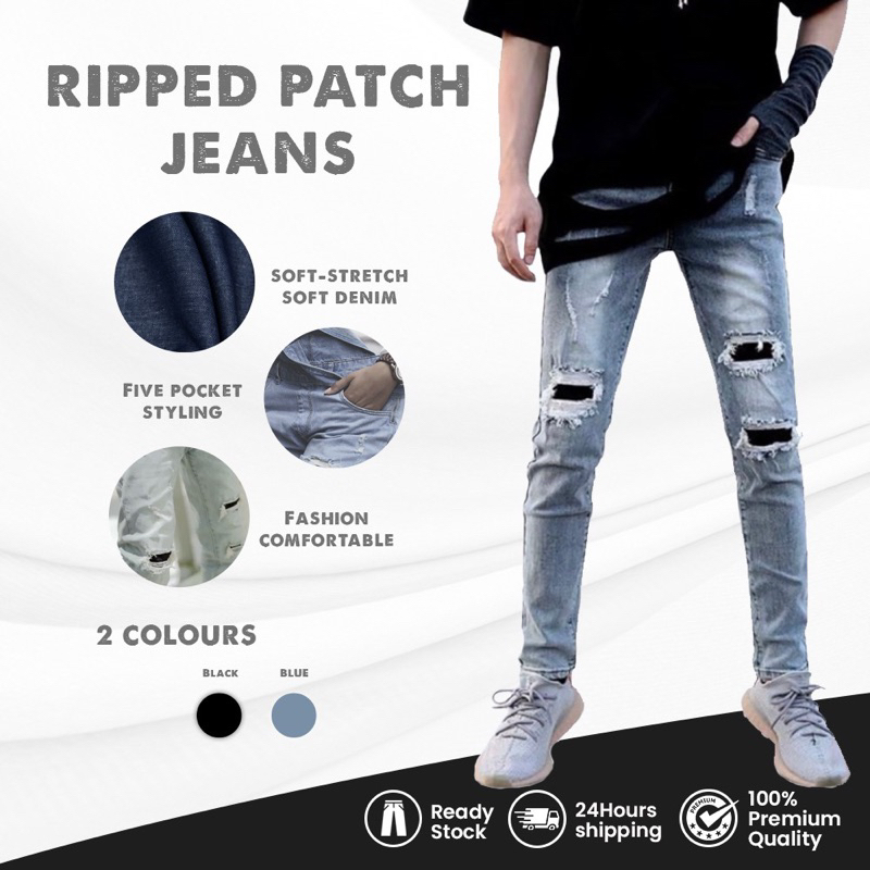 DC CLOTHING RIPPED PATCH JEANS *Shipping RM1.90 Only* | Shopee Malaysia
