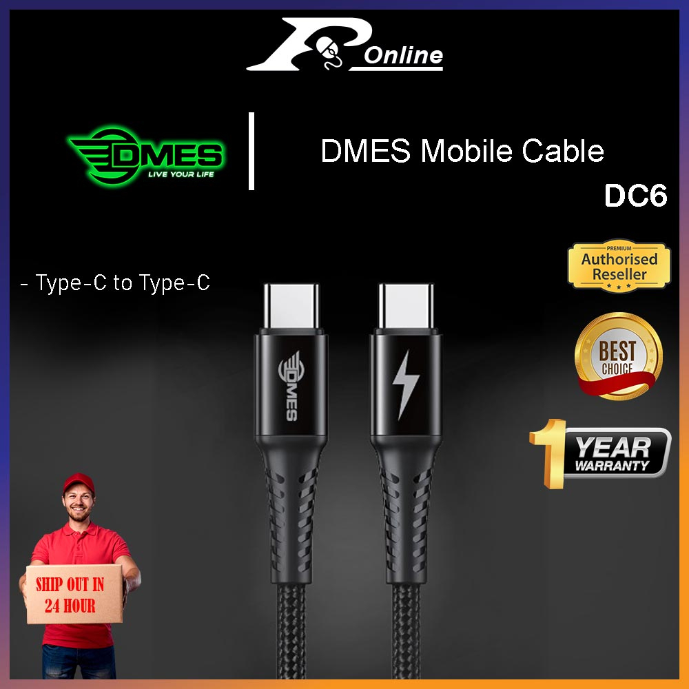 DMES DC6 Type C To Type C 3A 60W PD Powerbank Android Cable ( 1 year warranty ) | Shopee Malaysia