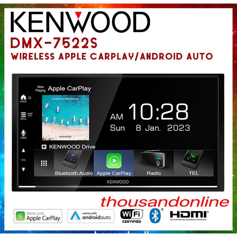 KENWOOD DMX7522S WIFI WIRELESS APPLE CARPLAY & USB ANDROID AUTO 6.8 INCH AV RECEIVER | Shopee ...