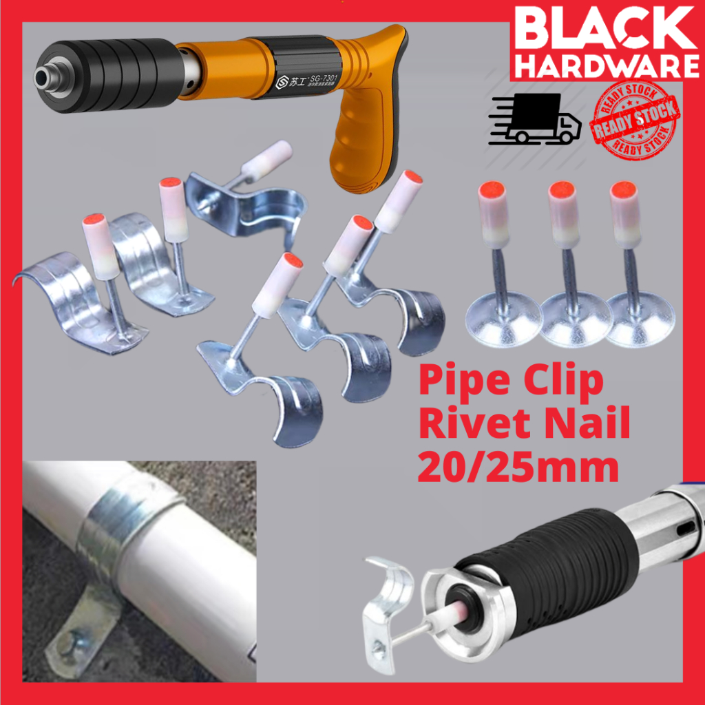 Black Hardware Rivet Tufting Gun Steel Concrete Ceiling Pipe Clamp Paip ...