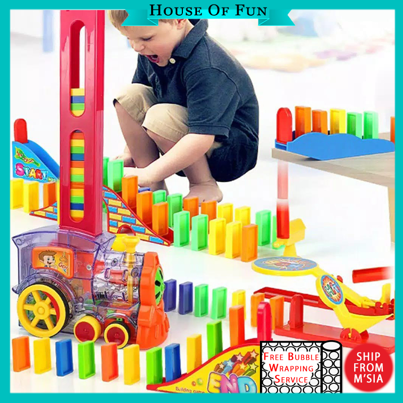 Domino Train Automatically Domino Block Play Train Mainan Domino Train ...