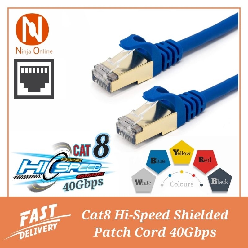Cat8 Hi-Speed RJ45 Shielded 26AWG Network Cable ( 1M, 2M, 3M, 5M, 10M, 15M, 20M, 30M ) | Shopee ...