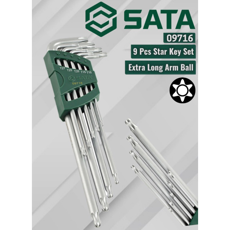 SATA 09716 9PCS EXTRA LONG ARM BALL STAR KEY SET | Shopee Malaysia