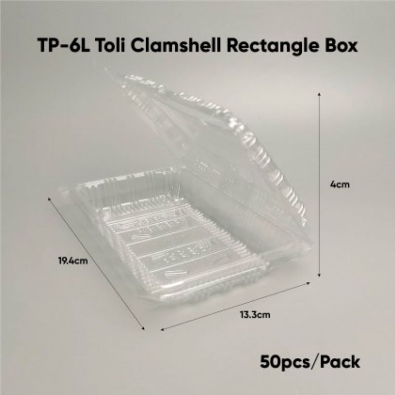 TP-6L TOLI Clamshell RECTANGLE BOX plastic tray 10pcs / 50pcs | Shopee ...