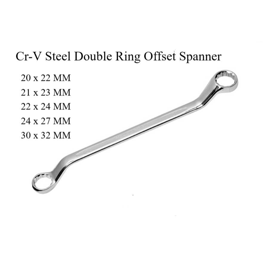 Double Ring Spanner Wrench offset 45° Degree CRV 20x22/ 21x23/ 22x24/ 24x27/ 30x32MM | Shopee ...