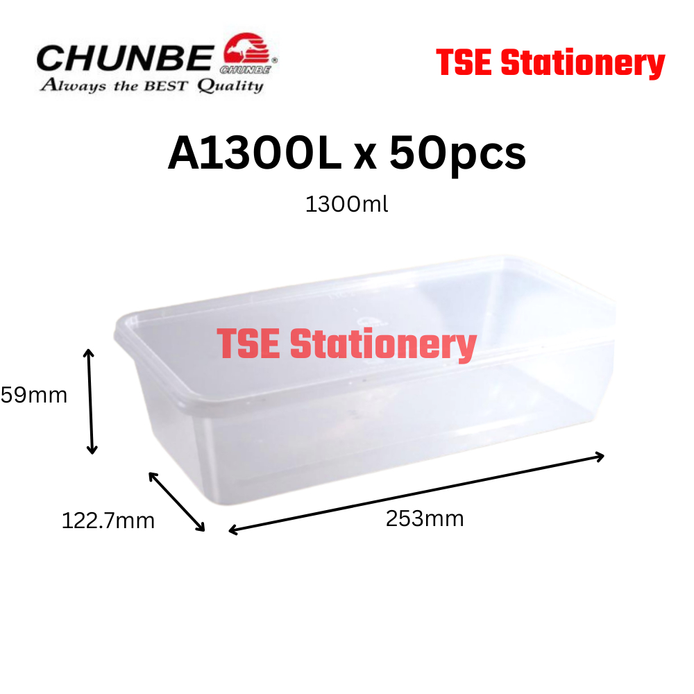 CBware (25/50 Sets) 6A A1300L A1300TC Chunbe Rectangle Food Container ...