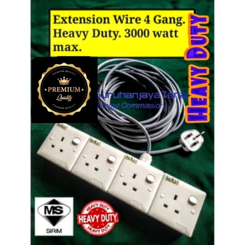 4 Gang Extension Wire, Heavy Duty. Standard Safety Cable. | Shopee Malaysia