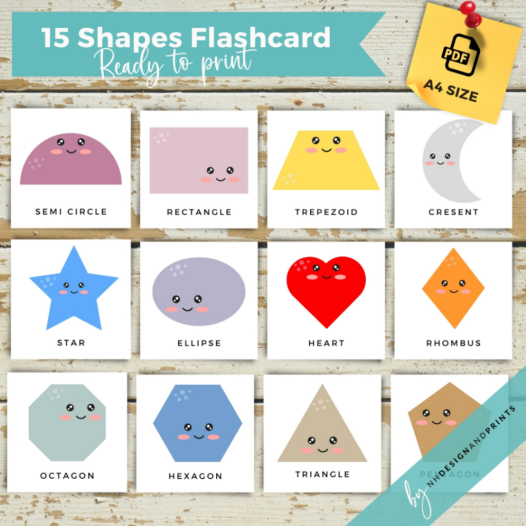 Flashcard Shapes for Toddlers | Flashcard Bentuk | Preschool Shapes ...