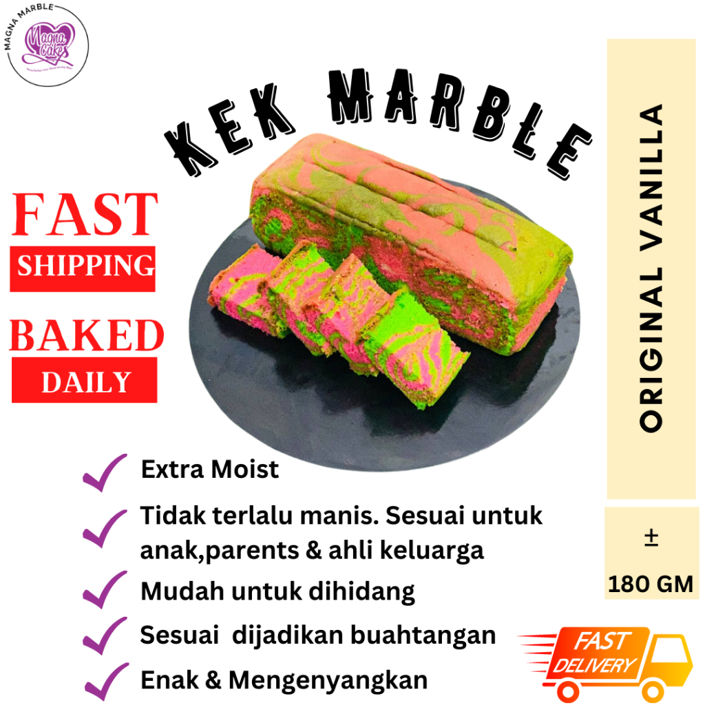 [ORIGINAL] CAKE MARBLE MOIST MURAH Kek Marble Original Vanilla | Shopee ...