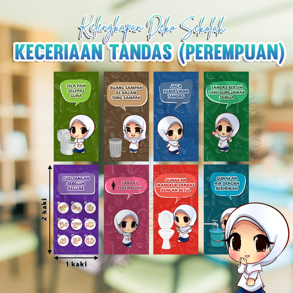 (1 DAY SHIP) Set Keceriaan Tandas Perempuan / Hiasan Tandas (TEBAL ...