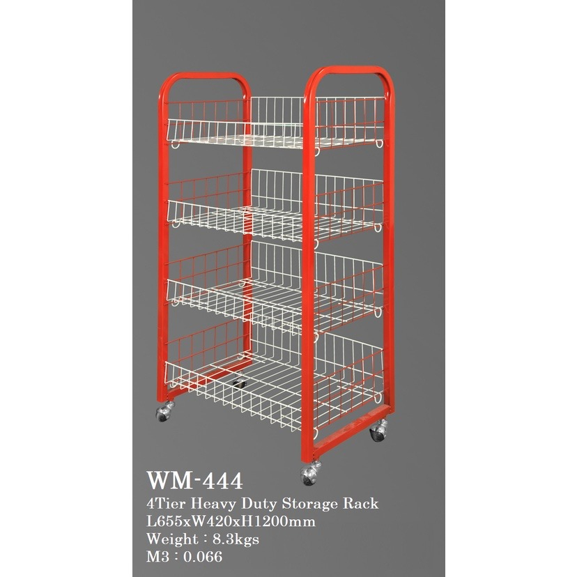 (Ready stock) 444&409 Heavy duty Rack with roller/ 4 Tingkat Rak ...