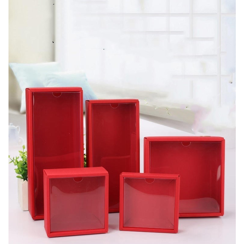 Red Colour Gift Box with PVC transparent cover 红色纸盒礼盒💝 | Shopee Malaysia