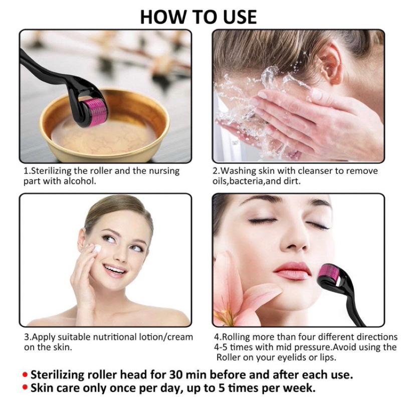 (UPGRADED BOX) Derma Roller 540 Microneedle Roller 1mm Therapy Skin Micro Needle Derma Roller ...