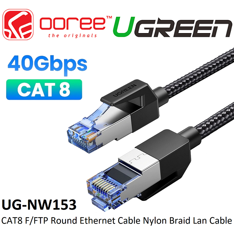 UGREEN NW153 CAT 8 F/FTP ROUND ETHERNET PATCH CABLE GIGABIT RJ45 ...