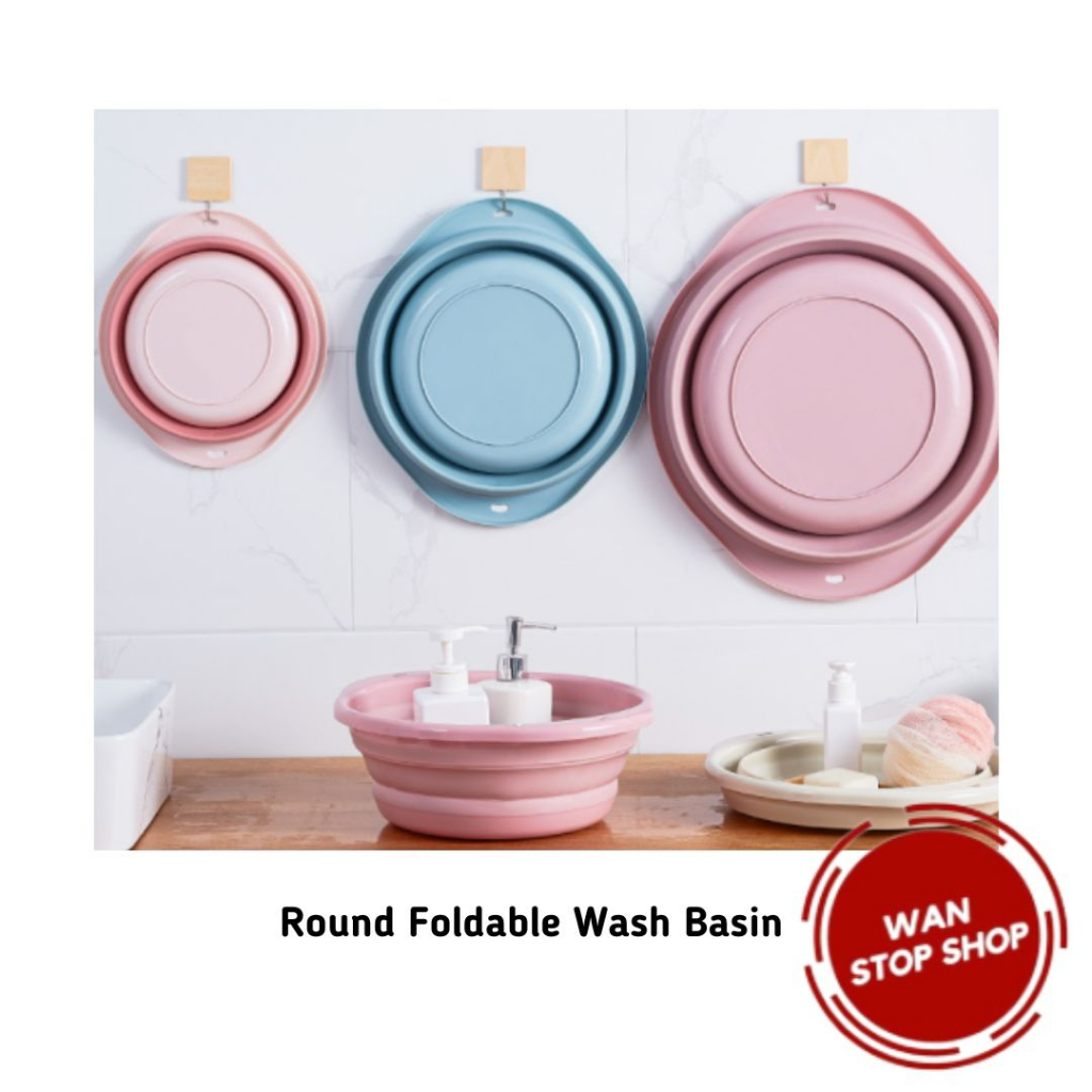 Round Foldable Wash Basin Collapsible Folding Basin Travel Face Washing ...