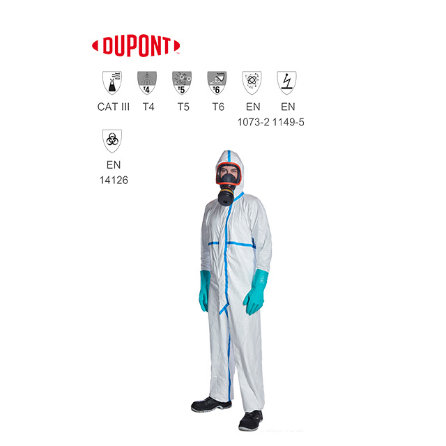 DuPont™ Tyvek® 600 Plus, Hooded coverall, Tunnelled elastication at wrists, ankles and face ...