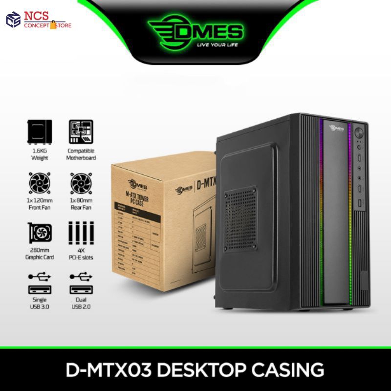 DMES D-MTX03 ATX / Micro-ATX / Mini-ITX Office PC Desktop Casing - 1 Year Warranty | Shopee Malaysia