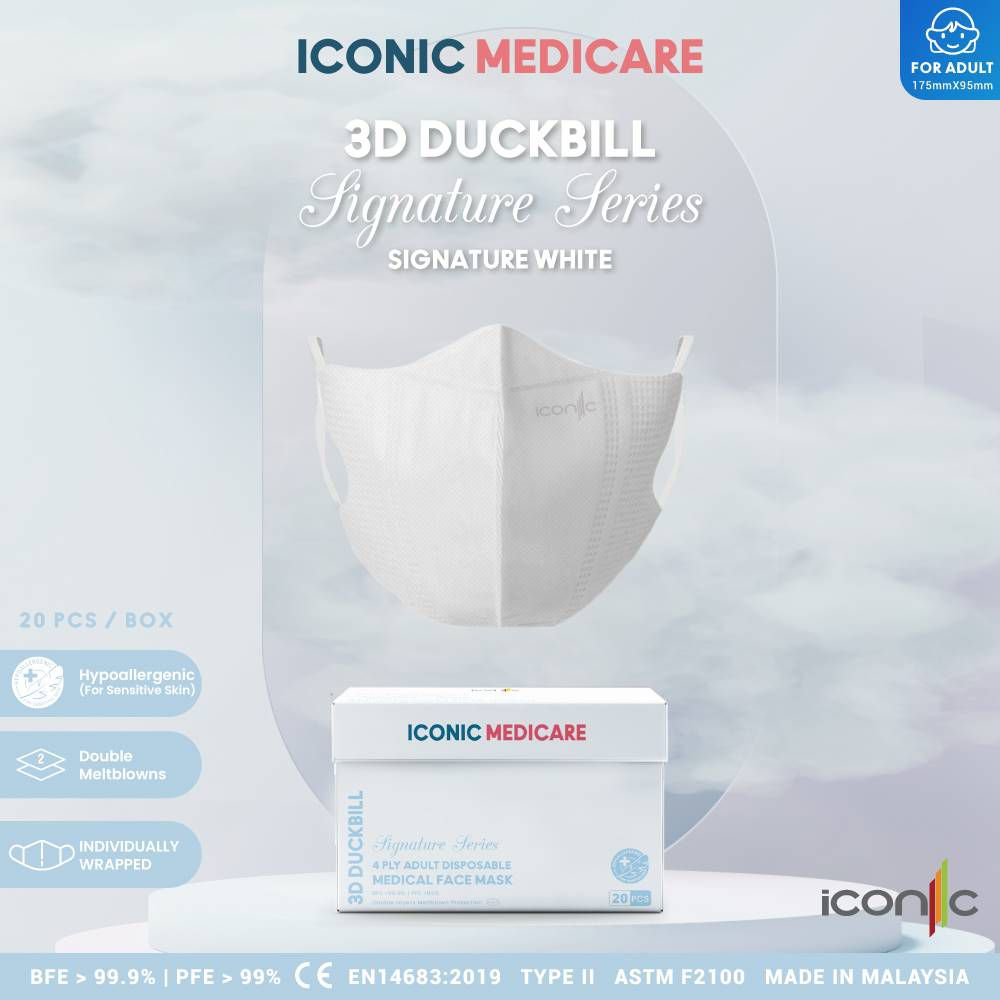 ICONIC 3D DUCKBILL 4PLY ADULT Disposable Medical Face Mask (20's/BOX ...