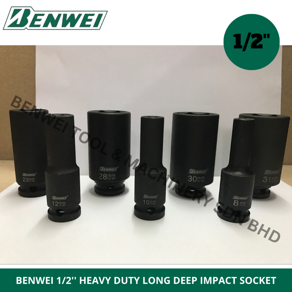 BENWEI 1/2'' HEAVY DUTY LONG DEEP IMPACT SOCKET / HEAVY DUTY IMPACT DEEP SOCKET / SOCKET BOX FOR ...