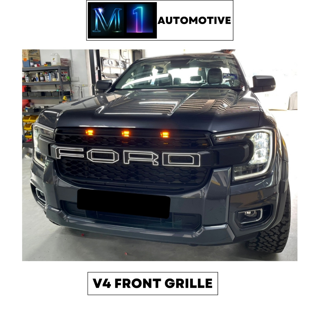 Raptor Style V4 Front Grille with LED (3pcs) and Wording Light For Next ...