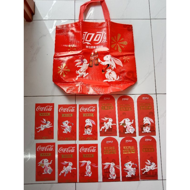 Coca Cola Coke 2023 CNY Rabbit Year Ang Pow Red Packet Set + Shopping ...