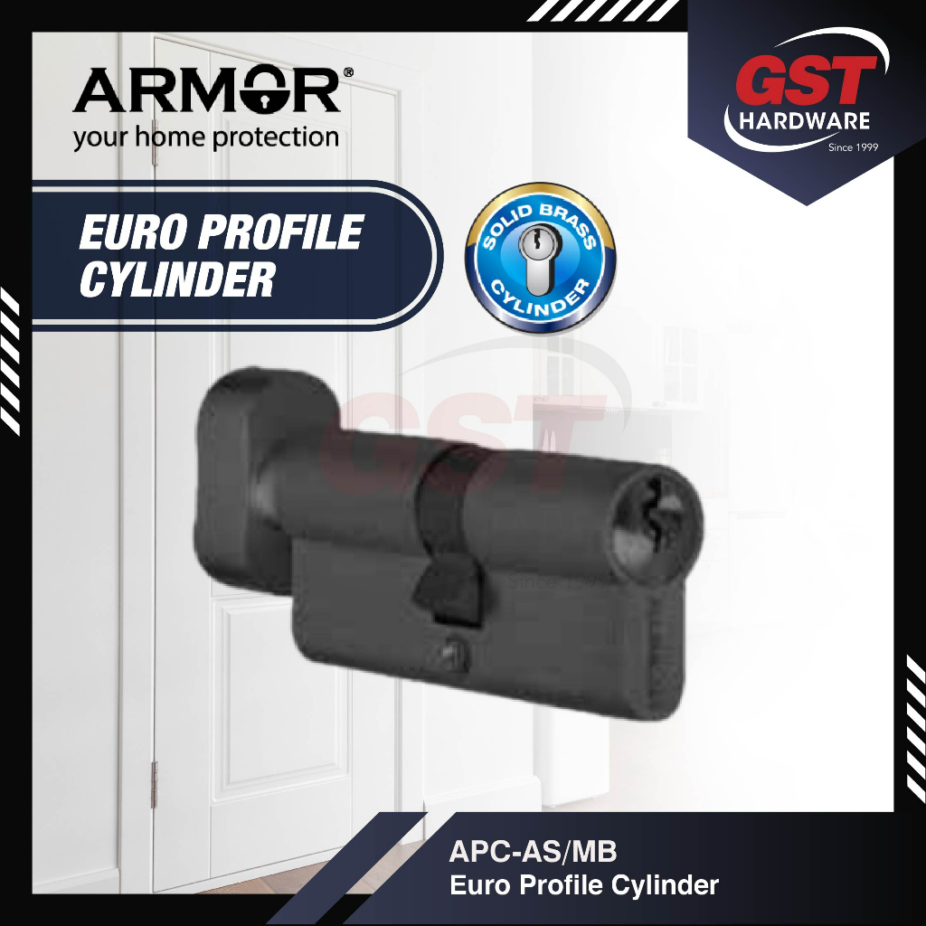 Armor Euro Profile Cylinder Door Lock Thumbturn & Key Double Cylinder ...