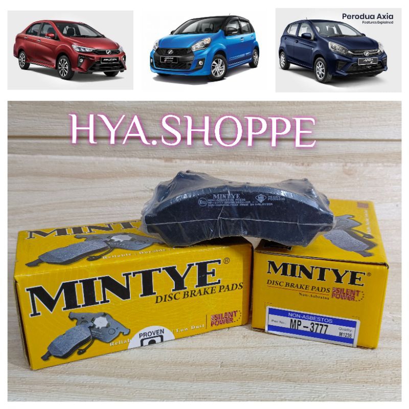 PERODUA MYVI LAGI BEST, BEZZA, AXIA FRONT DISC BRAKE PADS MINTYE MP-3777 / BREK HADAPAN SEPASANG ...