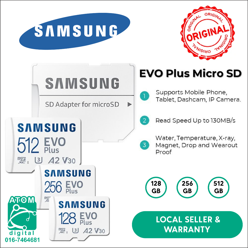 SAMSUNG EVO Plus Memory Card 100MB/s Memory Card 128GB / 256GB / 512GB ...