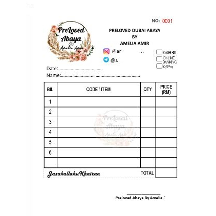 BUKU RESIT BIL KECIL, BOLEH LETAK NAMA SYARIKAT | Shopee Malaysia