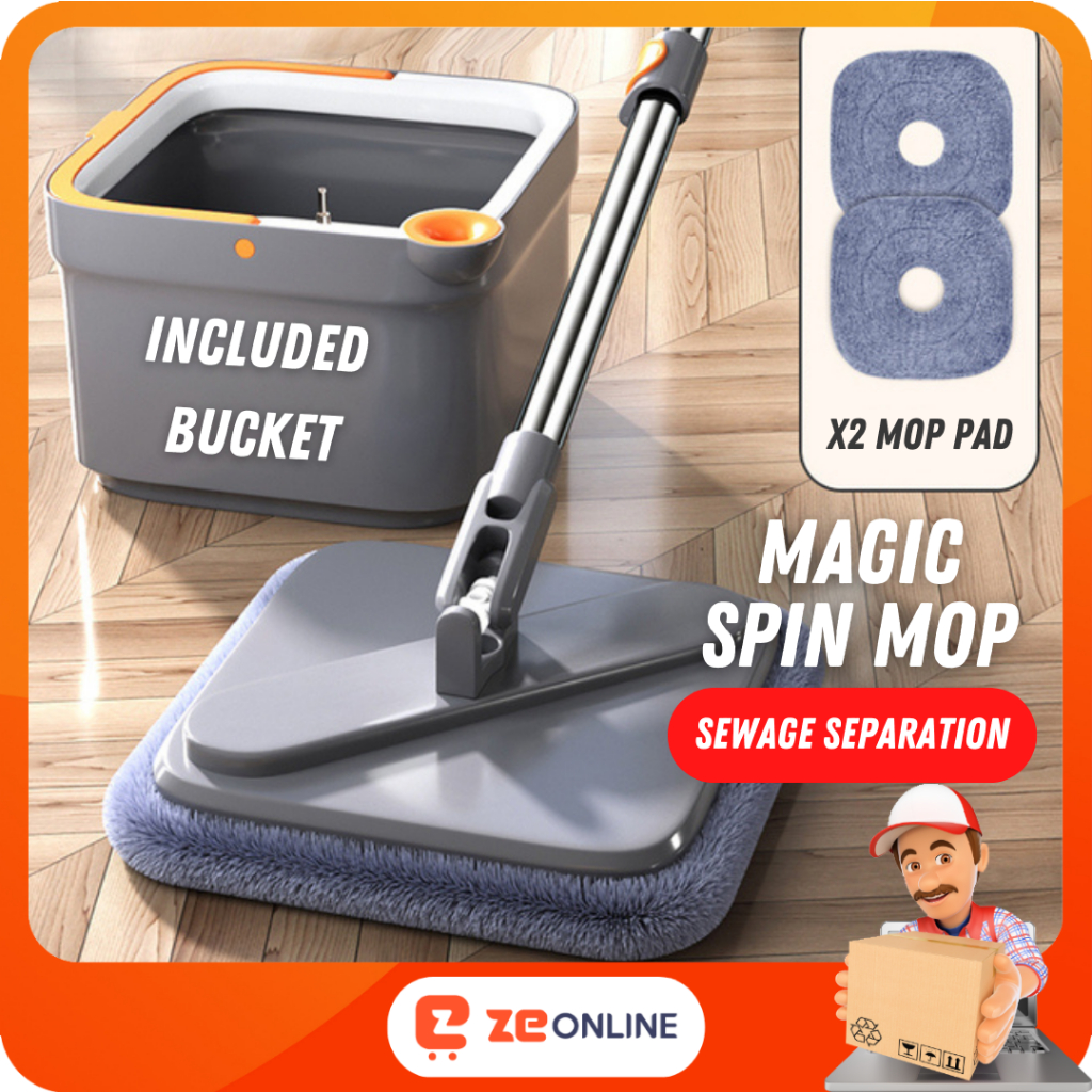 Microfiber Cloth Nano Spin Mop Set Bucket Automatic Magic Rotating Mop ...
