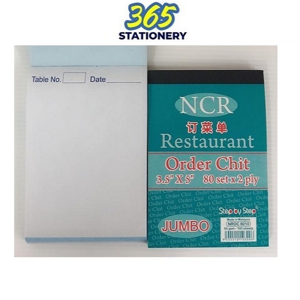3.5" x 5" Jumbo NCR Restaurant Order Chit 80set x 2ply ( 10book/pack ...