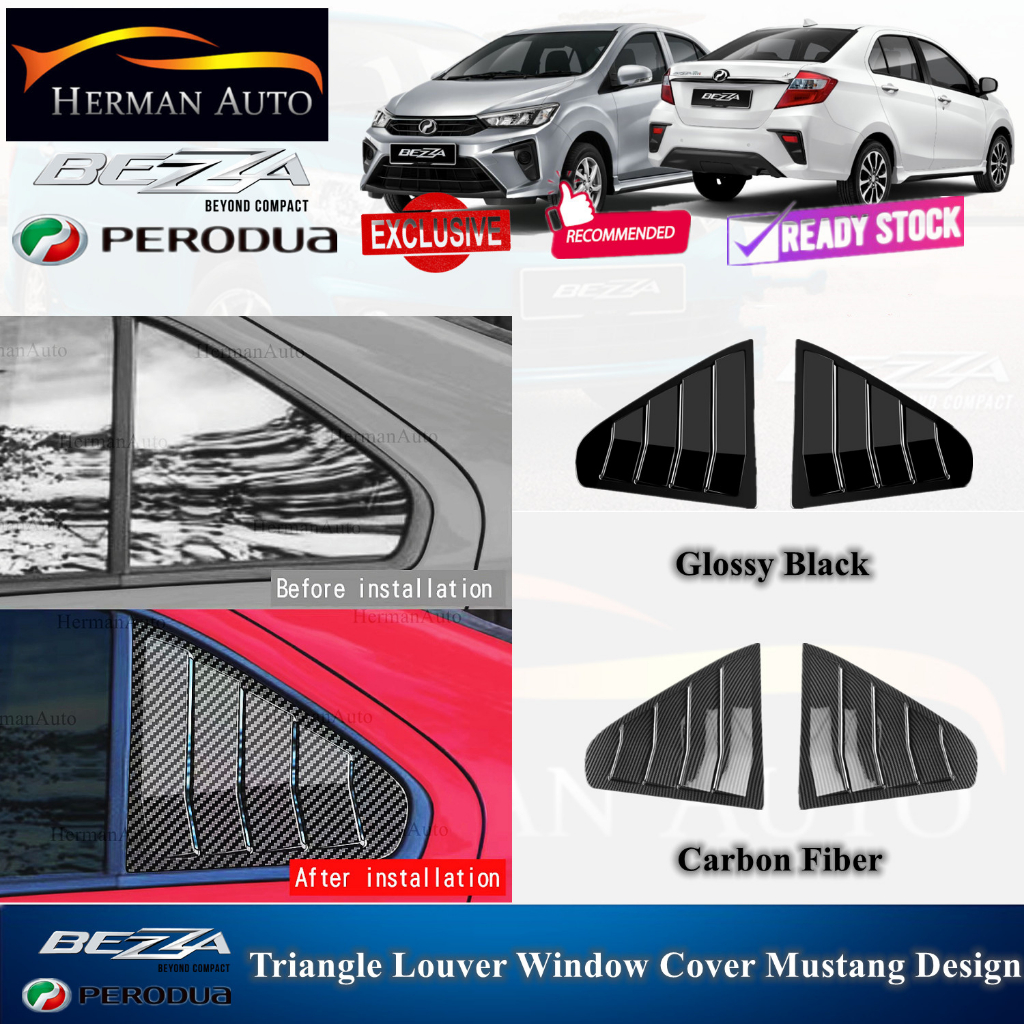 HermanAuto Perodua Bezza 2016-2023 Triangle Louver Window Cover Mustang ...