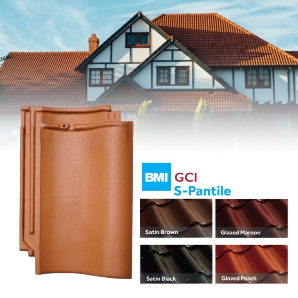 BMI GCI S PANTILE NATURAL Glazed / Unglazed Clay Roof Tiles System Atap ...