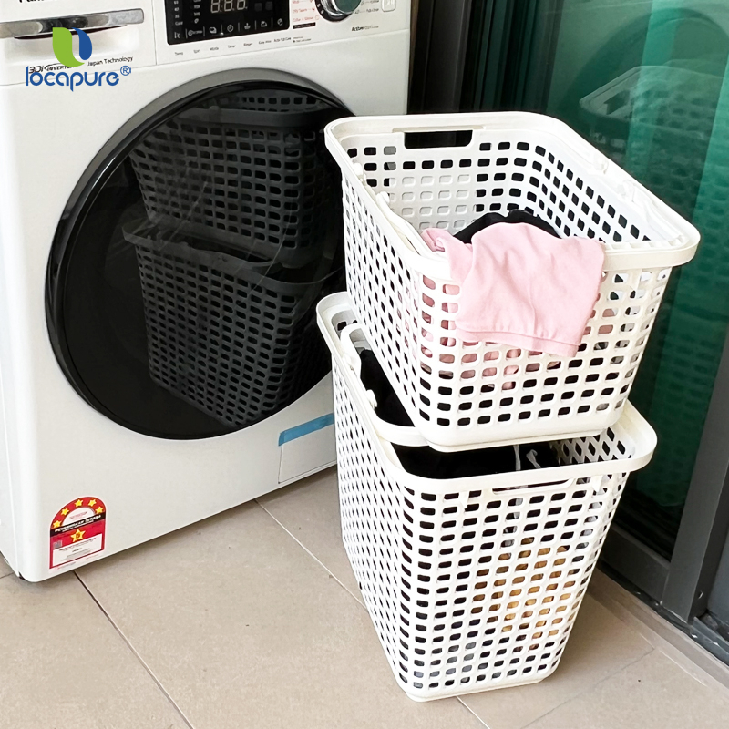 Locapure Plastic Stackable Laundry Clothes Storage Basket with Handles ...