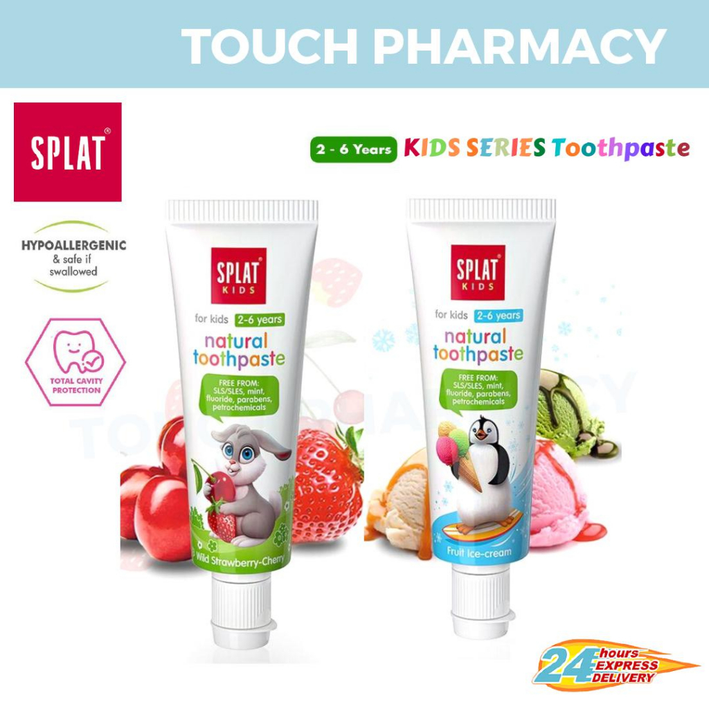 SPLAT KIDS Toothpaste (Ages 2-6) - Wild Strawberry-Cherry / Fruit Ice ...