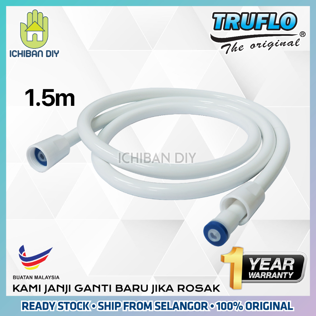 TRUFLO 1.5m Shower Hose 102 Connection Hose Flexible Bathroom Toilet ...