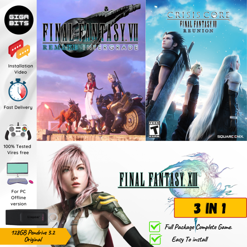Final Fantasy Vii Final Fantasy XIII 3in1 PC Game pendrive game 128GB ...
