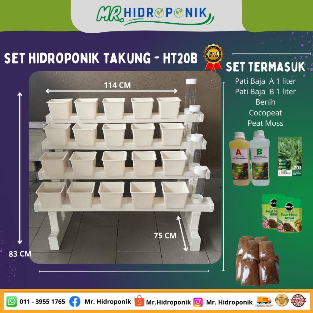 SET HIDROPONIK TAKUNG -HT20B | HYDROPONIC SET WITH 20 POT | Shopee Malaysia